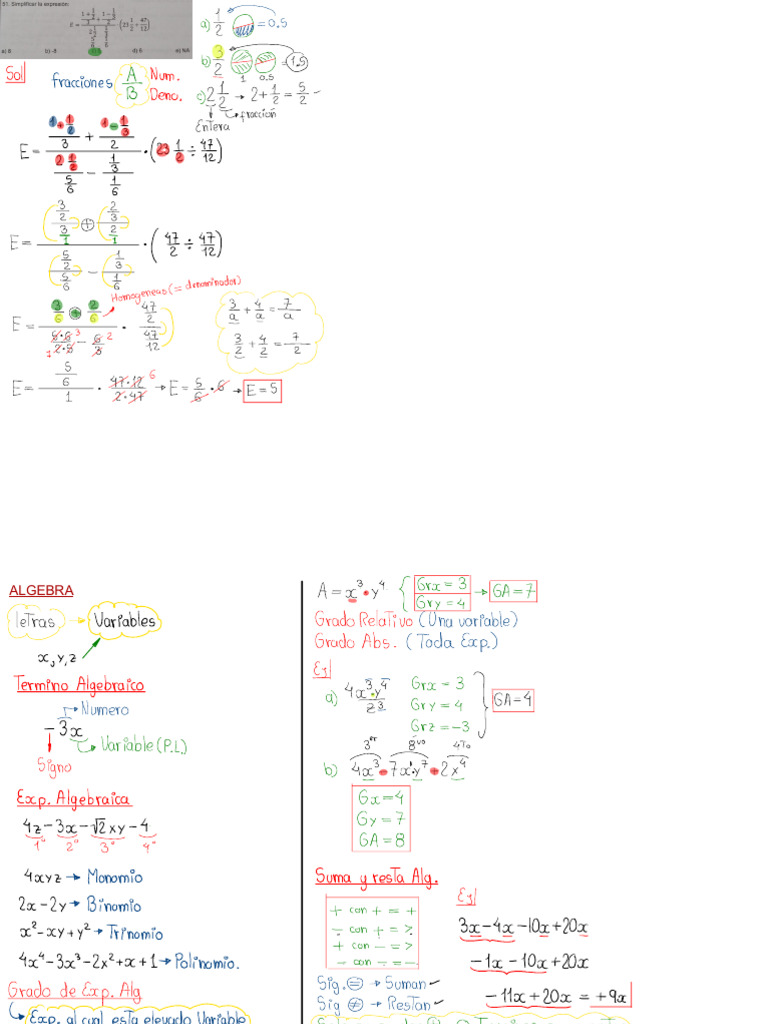 Clase Algebra Suma y Resta | PDF