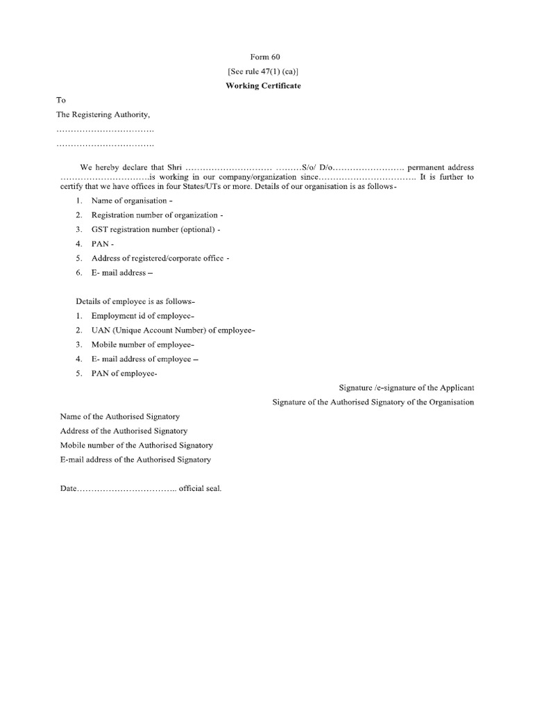 Form 60 BH Reg. | PDF