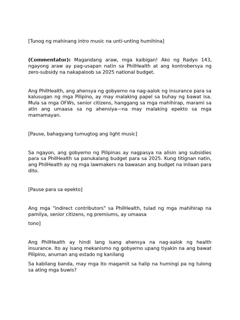 Script NG Radio Commentary | PDF