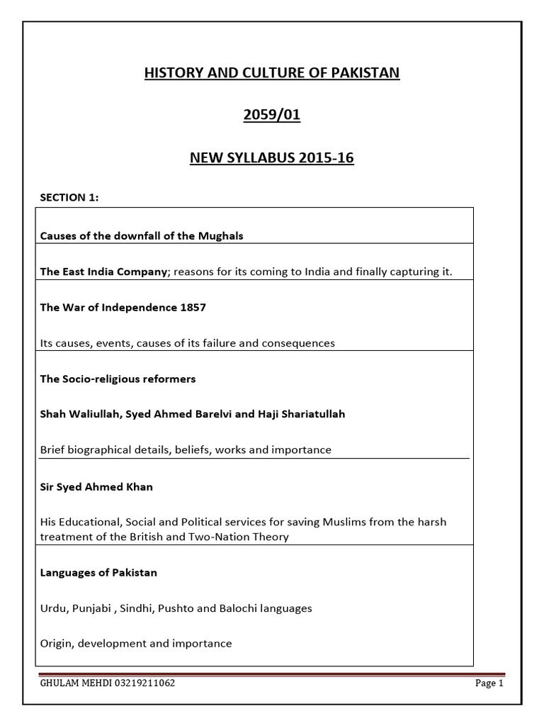 History Section # 1 | PDF | All India Muslim League | Mughal Empire