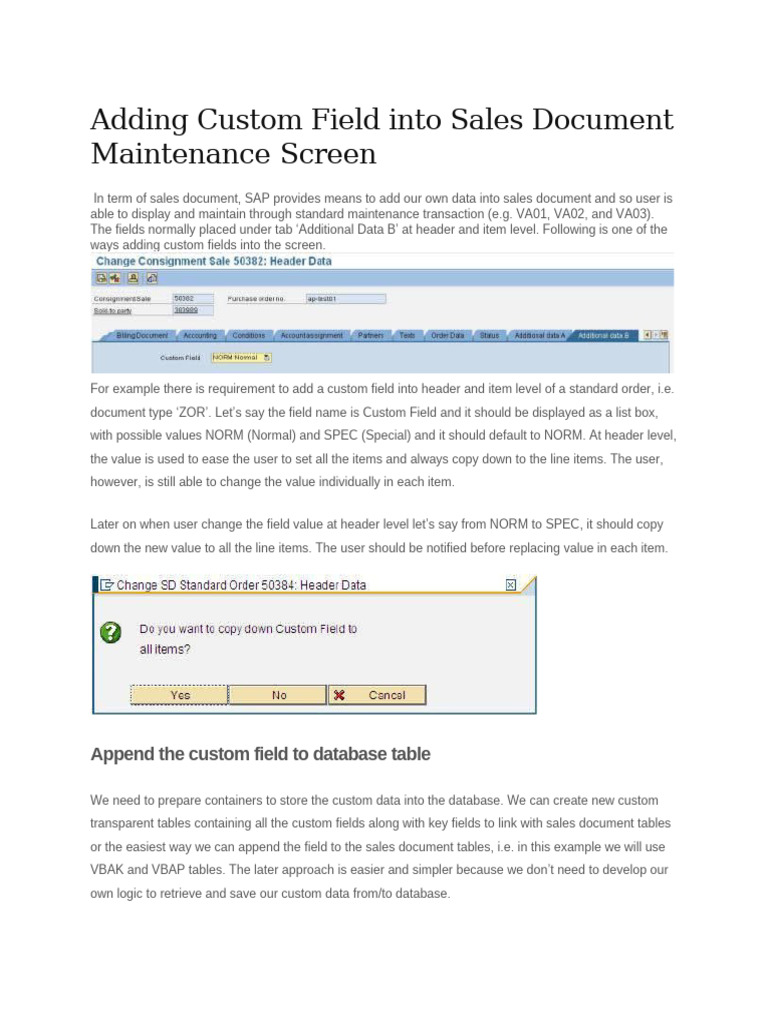 Adding Custom Field Into SD & ME22N | PDF | Databases | Database ...