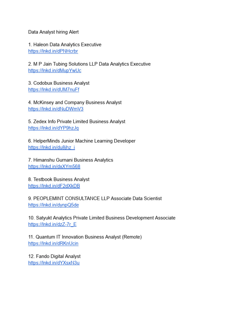 Data Analyst Hiring Alert | PDF