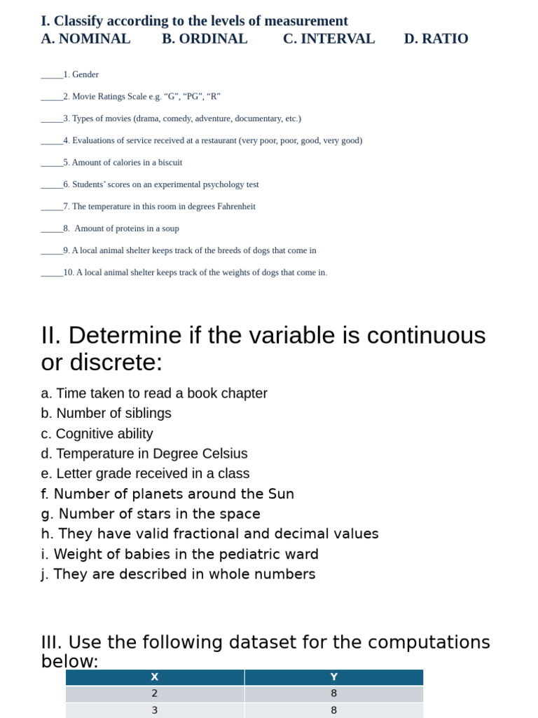 Psych Stat Worksheet 1 | PDF