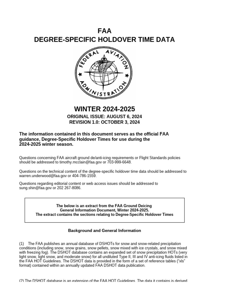 FAA Winter 2024-2025 DSHOT Guidelines | PDF | Forms Of Water