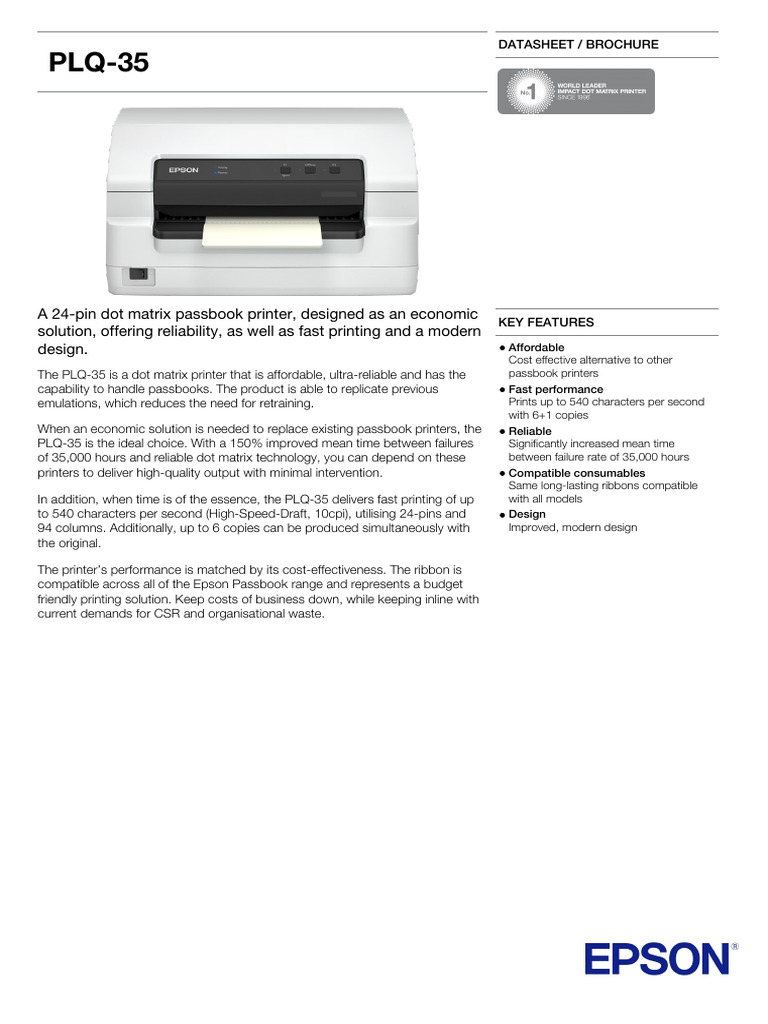 plq-35.plq-35-datasheet | PDF | Printer (Computing) | Typefaces