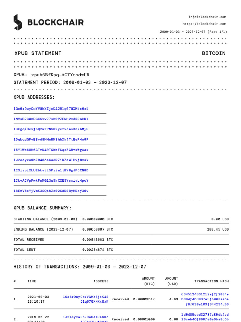 Blockchair - Statement - Example - Adobe Cloud Storage | PDF