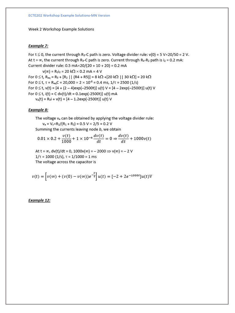 Week 2 Workshop Example Solutions for Moodle | PDF