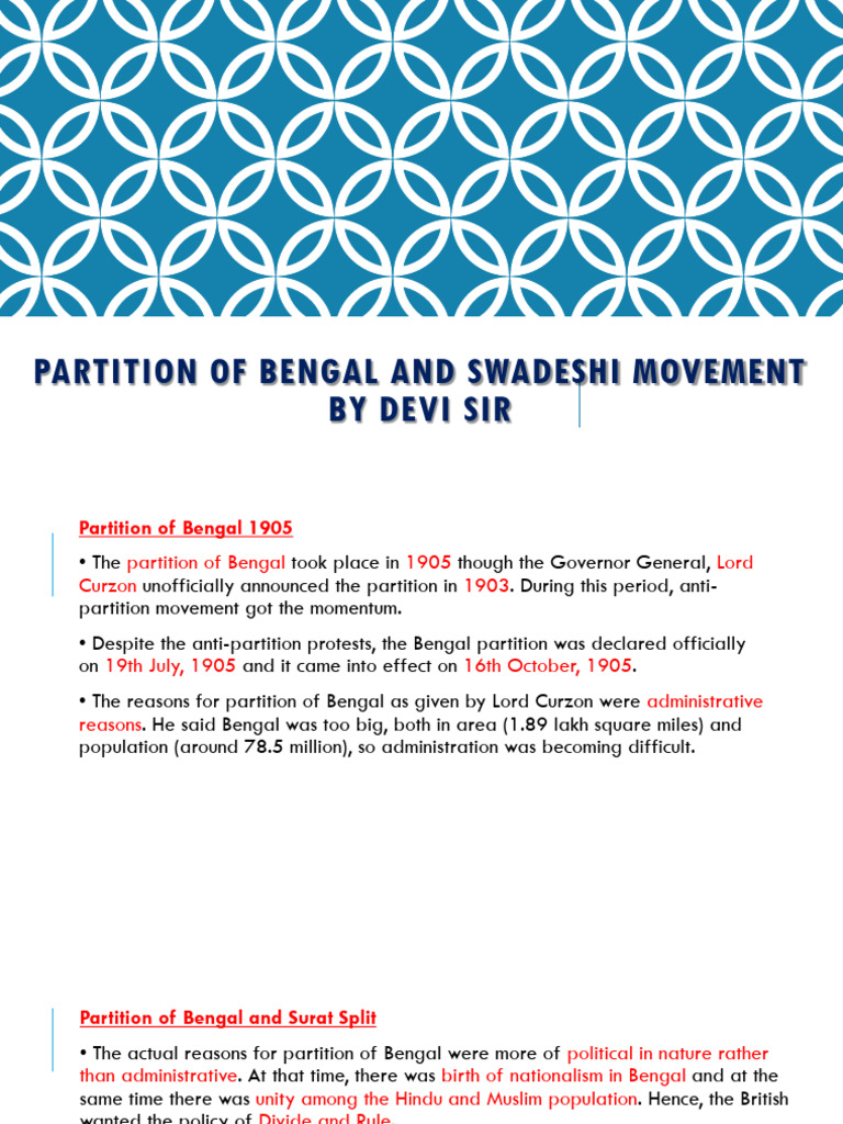 PARTITION OF BENGAL BY DEVI SIR | PDF | British India | Indian ...