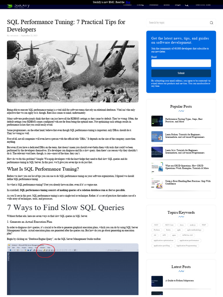 sql performance tuning_ 7 practical tips for developers- stackify | PDF | Microsoft Sql Server | Sql