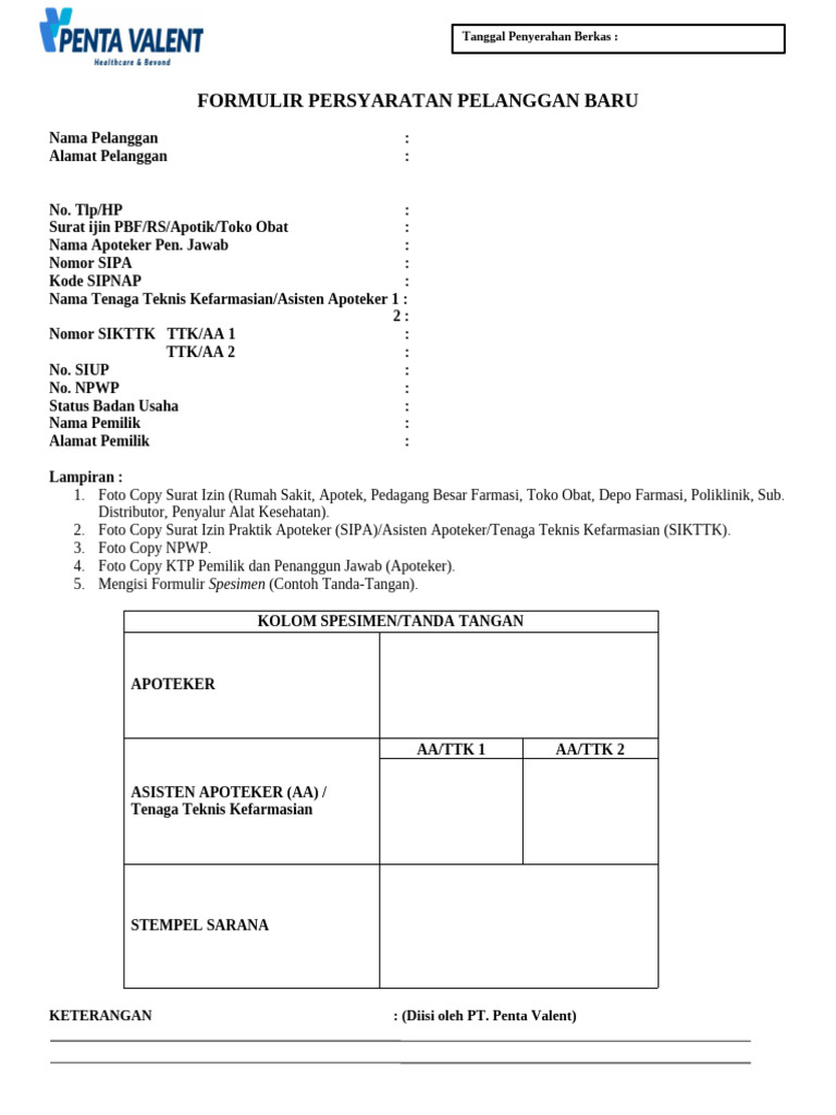 Formulir Spesimen Tanda Tangan Apotek | PDF