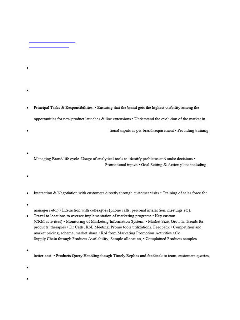 Product Executive - Job Description | PDF | Marketing | Brand