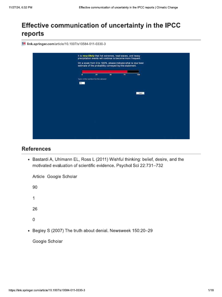 Effective Communication of Uncertainty in the IPCC Reports | PDF