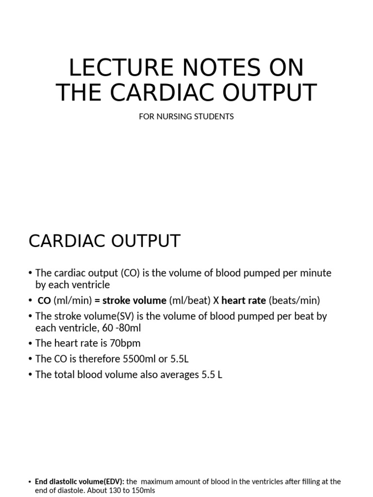 Cardiac Output Overview for Nursing Students | PDF | Blood Pressure ...