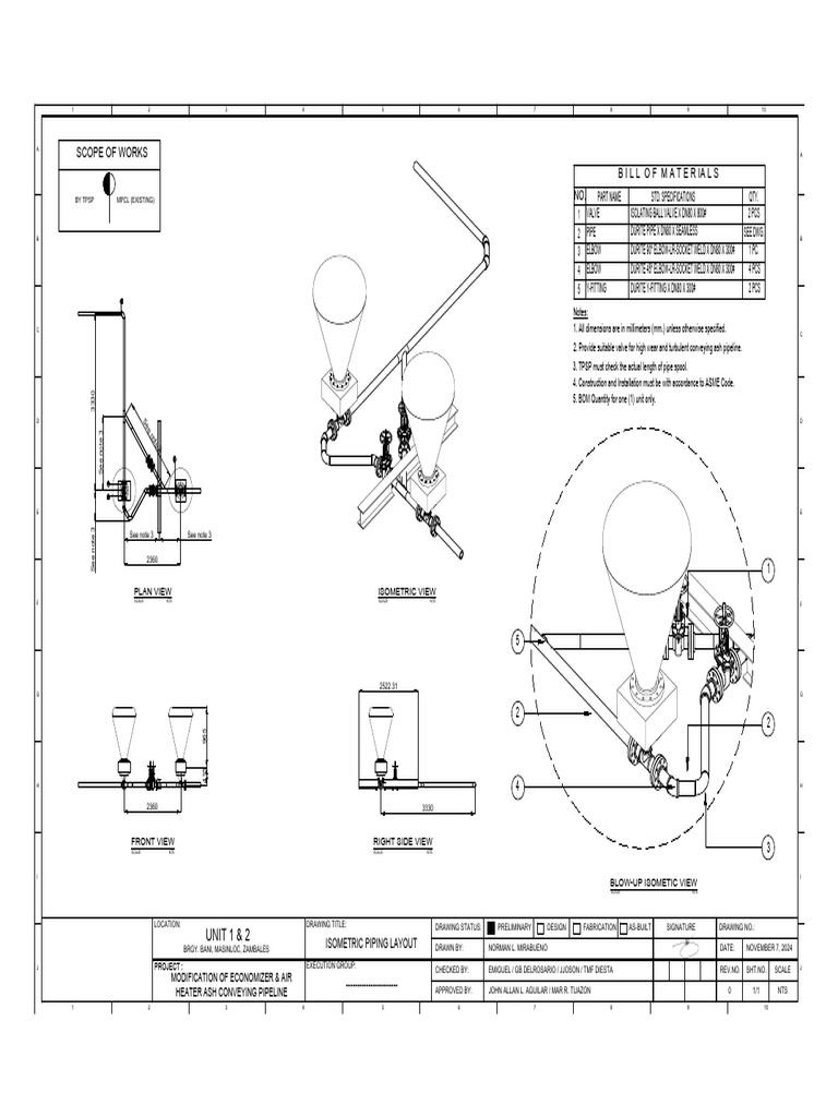 Economizer Ash Pipeline Modification | PDF | Pipe (Fluid Conveyance ...