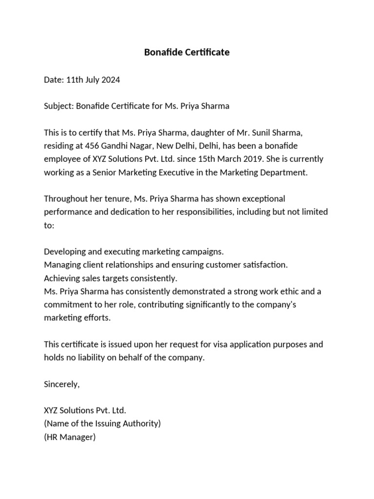Bonafide Certificate Sample 2 | PDF