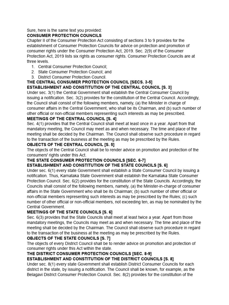 Overview of Consumer Protection Councils | PDF | Economies | Business Law
