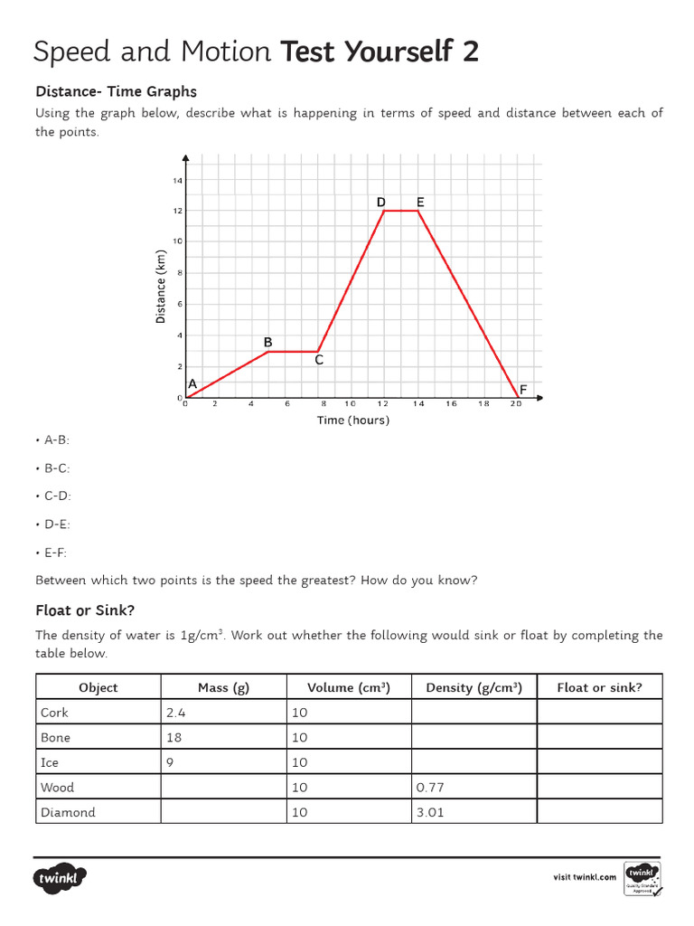 Speed and Motion Test Yourself 2 | PDF