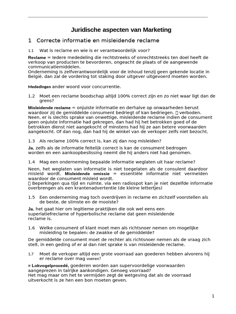 Samenvatting Juridische Aspecten | PDF