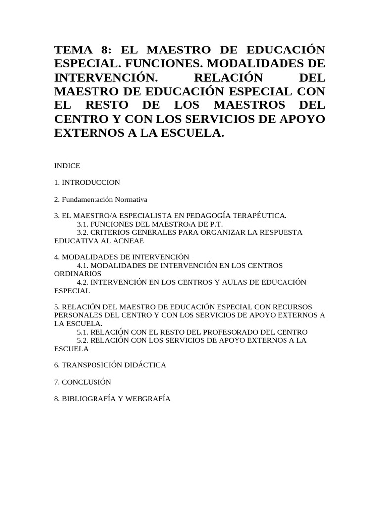 Funciones del Maestro de Ed. Especial | PDF | Maestros | Educación especial