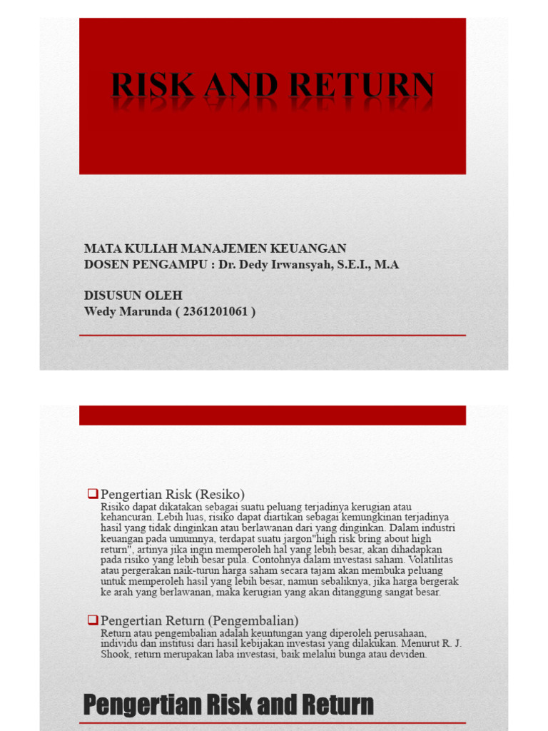 Risk and Return | PDF