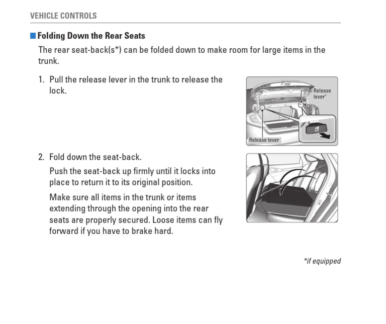 MY17 Civic Si Sedan Fold-Down 60 40 Split Rear Seats | PDF