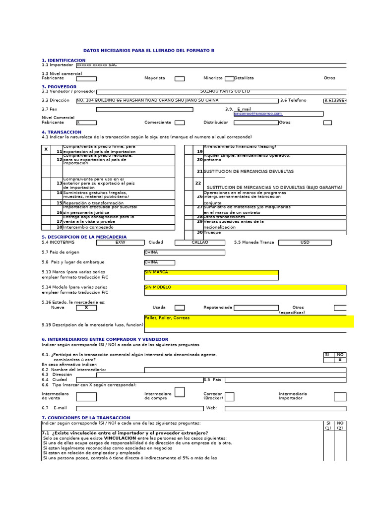 DAM Formato B - Ejemplo(1) | PDF | Precios | Pago de regalías