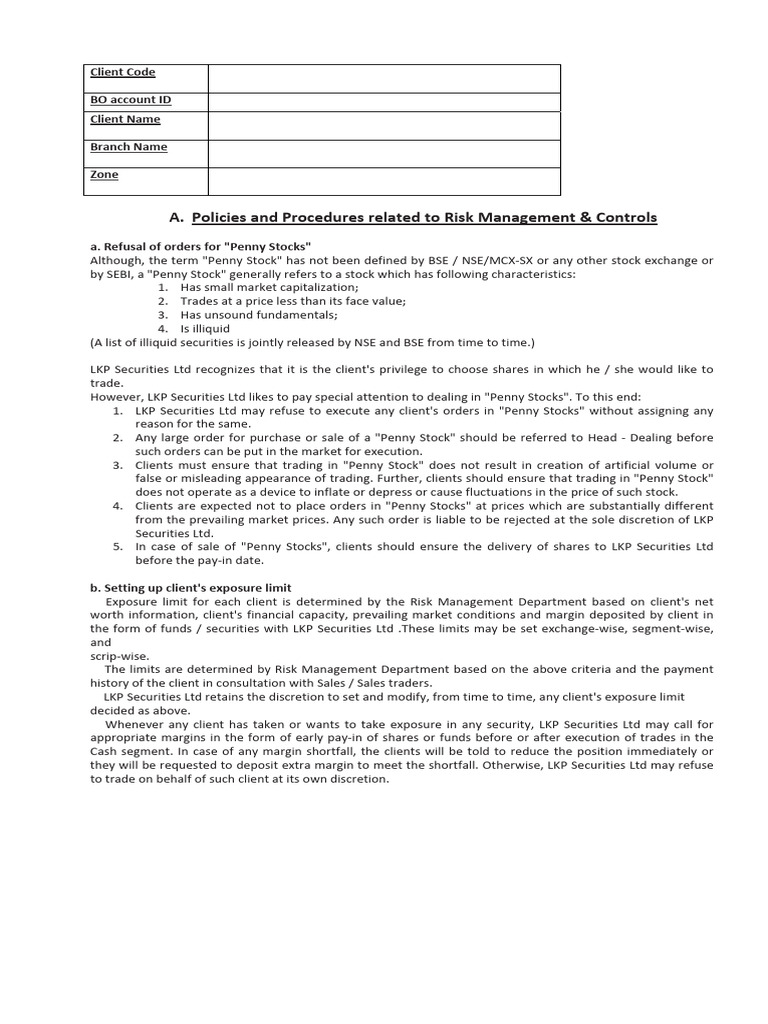 6 Pager Form | PDF | Margin (Finance) | Securities (Finance)