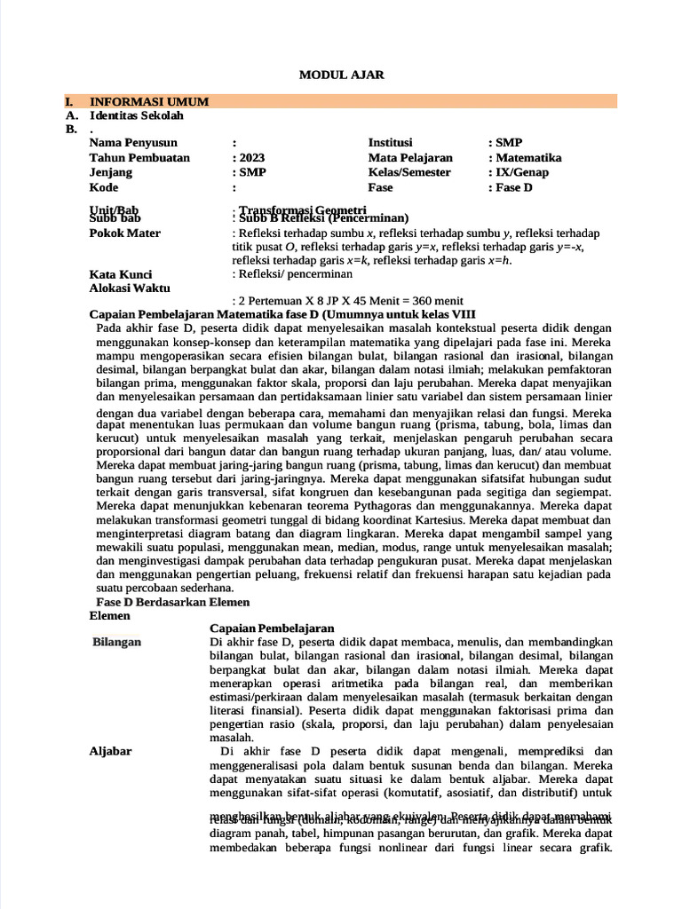 Bab 3. Transformasi Geometri | PDF