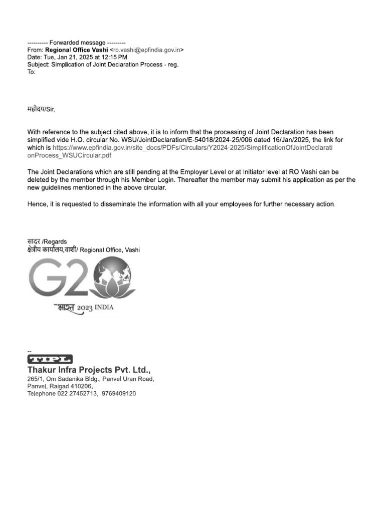 PF Notifaction - Joint Declaration Process Simplified | PDF