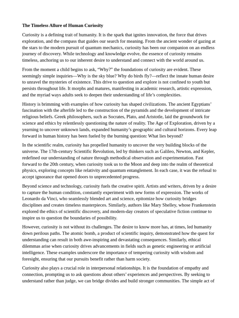 The Power of Human Curiosity | PDF | Science | Curiosity