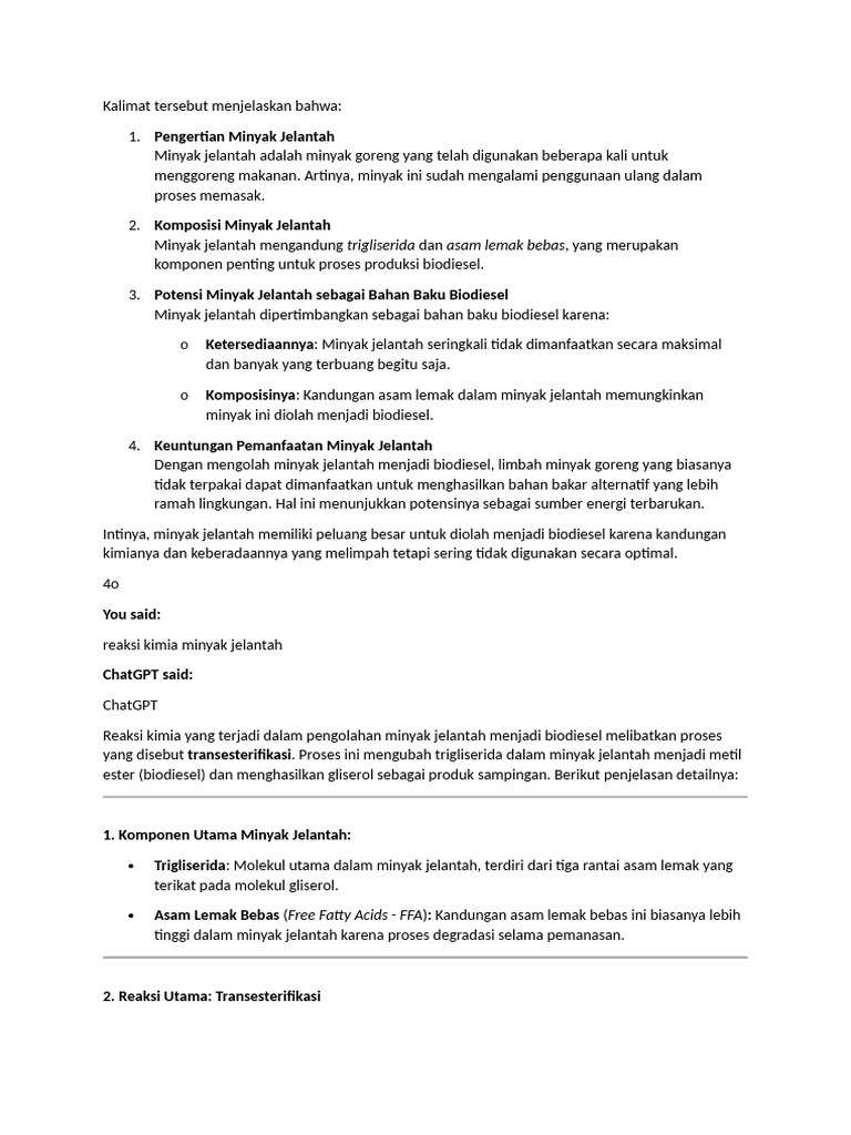 PIK minyak jelantah metode pirolisis | PDF