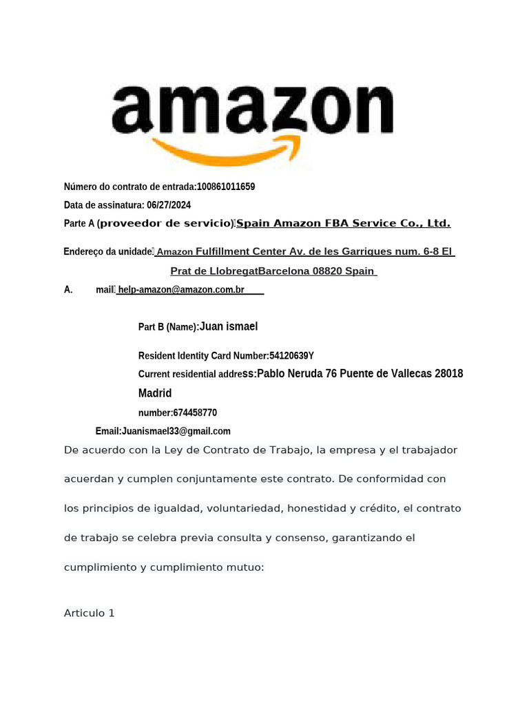 Contrato Laboral Amazon España 2024 | PDF | Arbitraje | Justicia