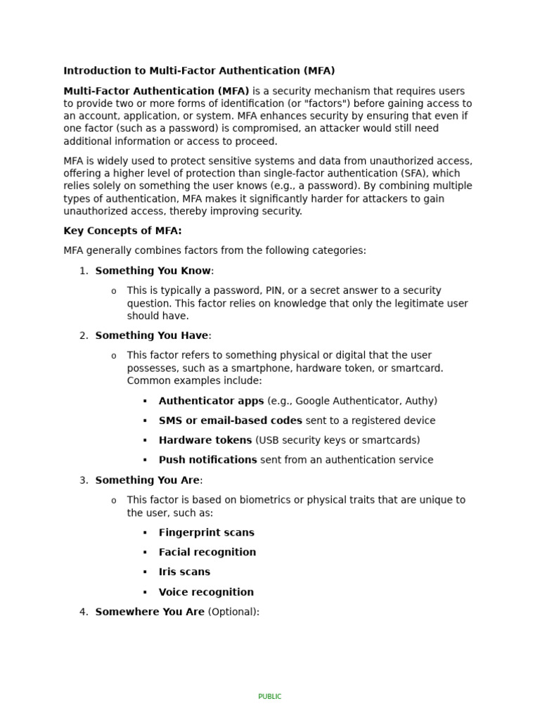 Introduction to MFA | PDF | Authentication | Security