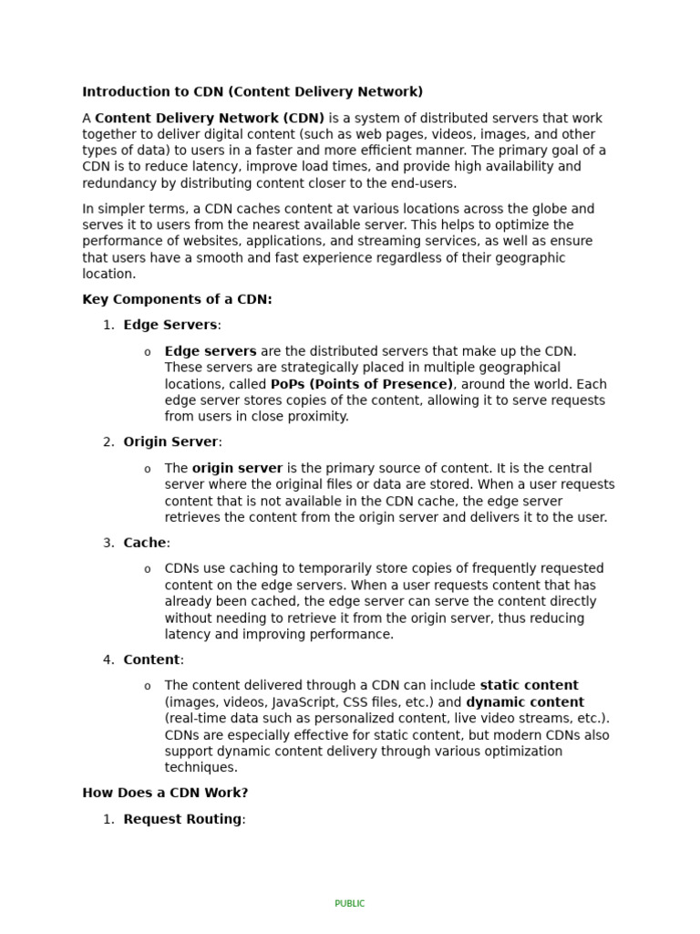 Introduction to CDN | PDF | Cache (Computing) | Information Technology