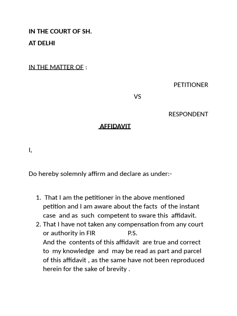 Delhi Court Affidavit Submission | PDF