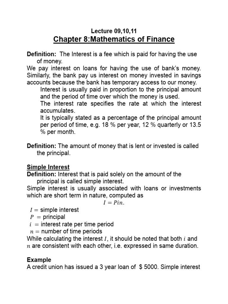 Mathematics of Finance: Interest Types | PDF | Interest | Compound Interest