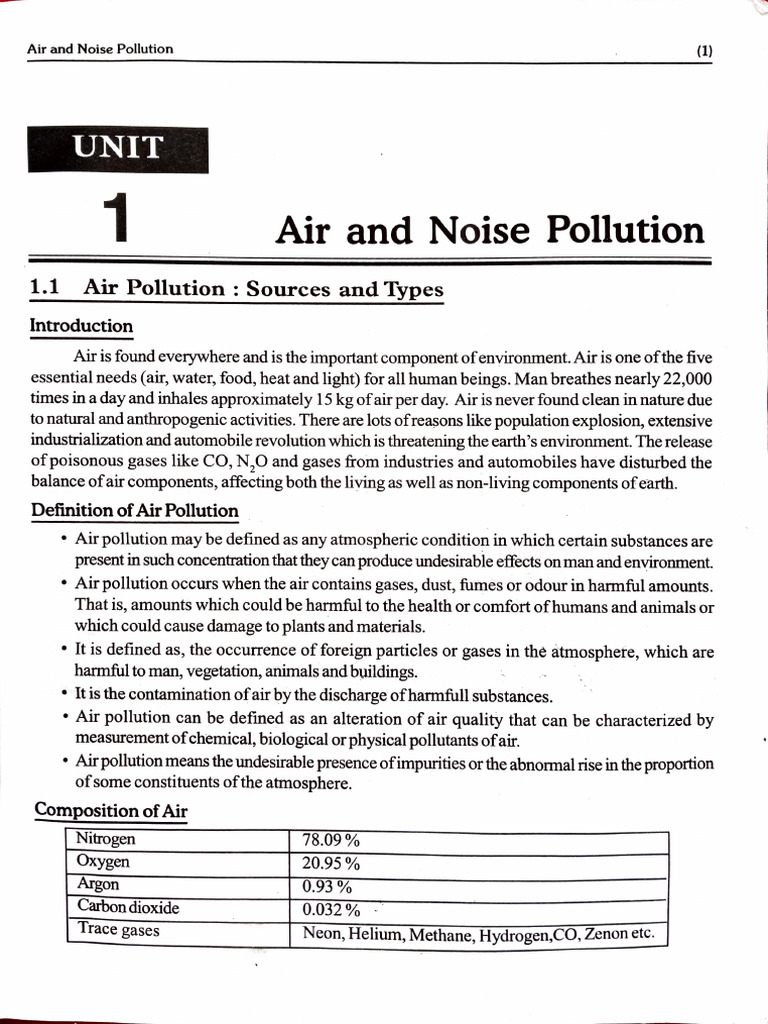 Sources, Composition, Classification Effect of Air Pollution | PDF ...