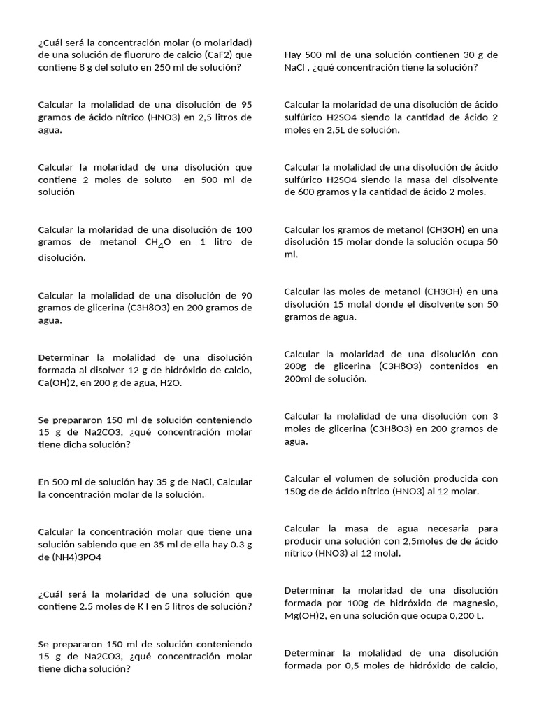 Examen de Concentraci | PDF | Concentración | Compuestos químicos