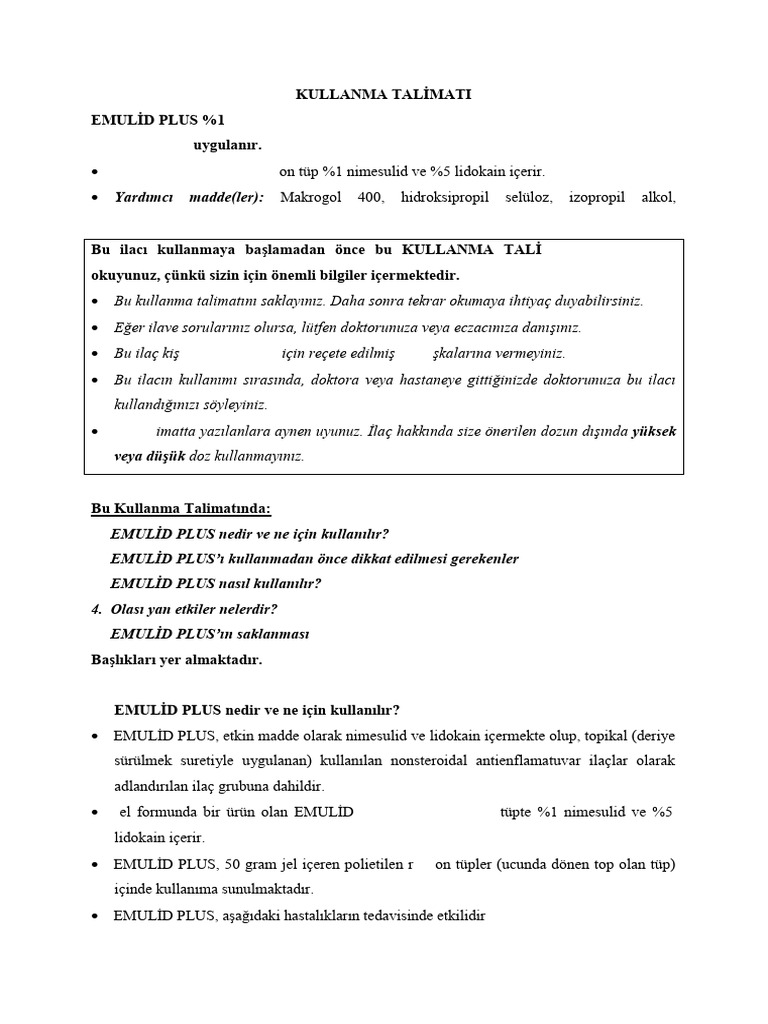 Emulid Plus Jel KT | PDF