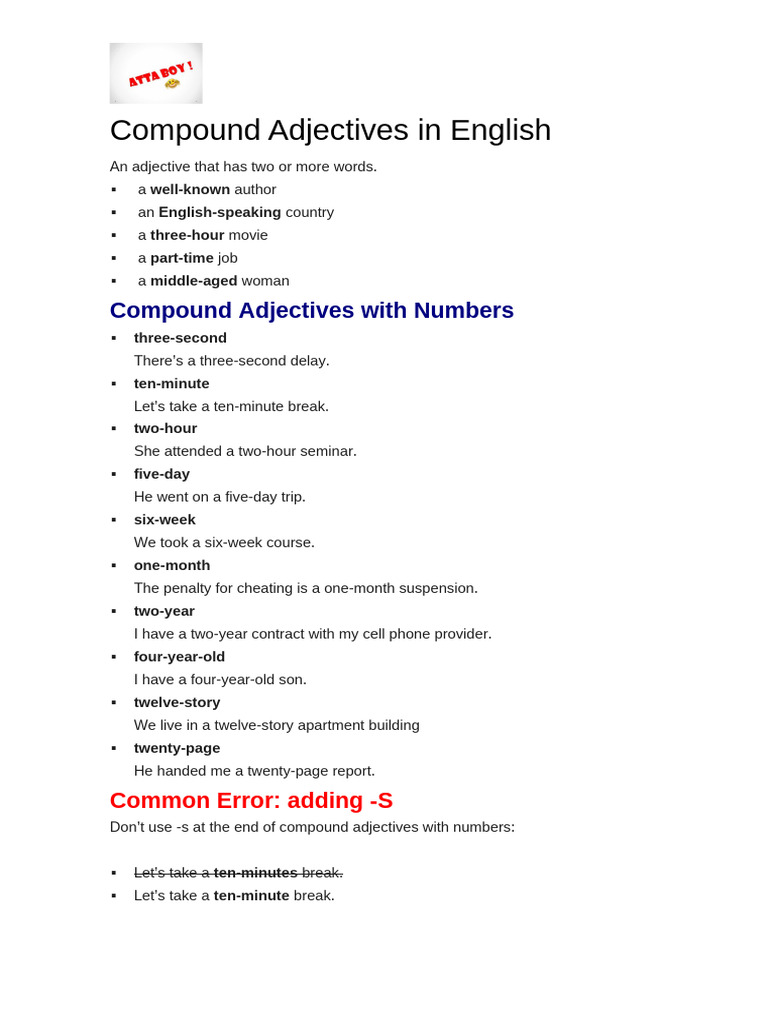 Compound Adjectives in English | PDF | Adjective | Syntax
