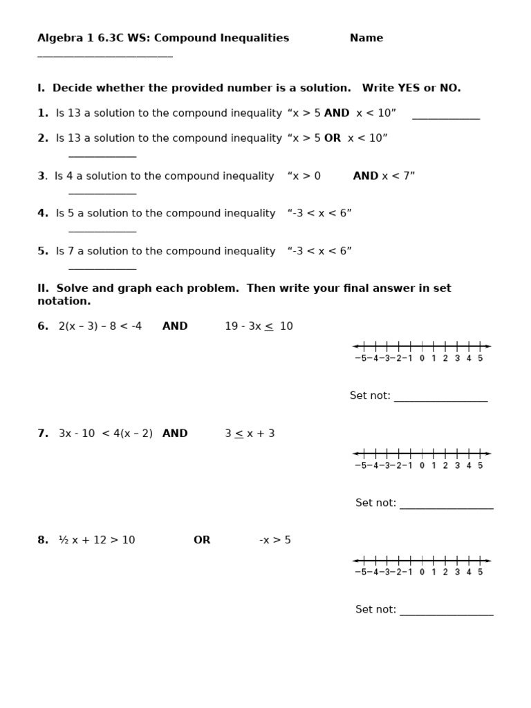 Compound Inequality | PDF