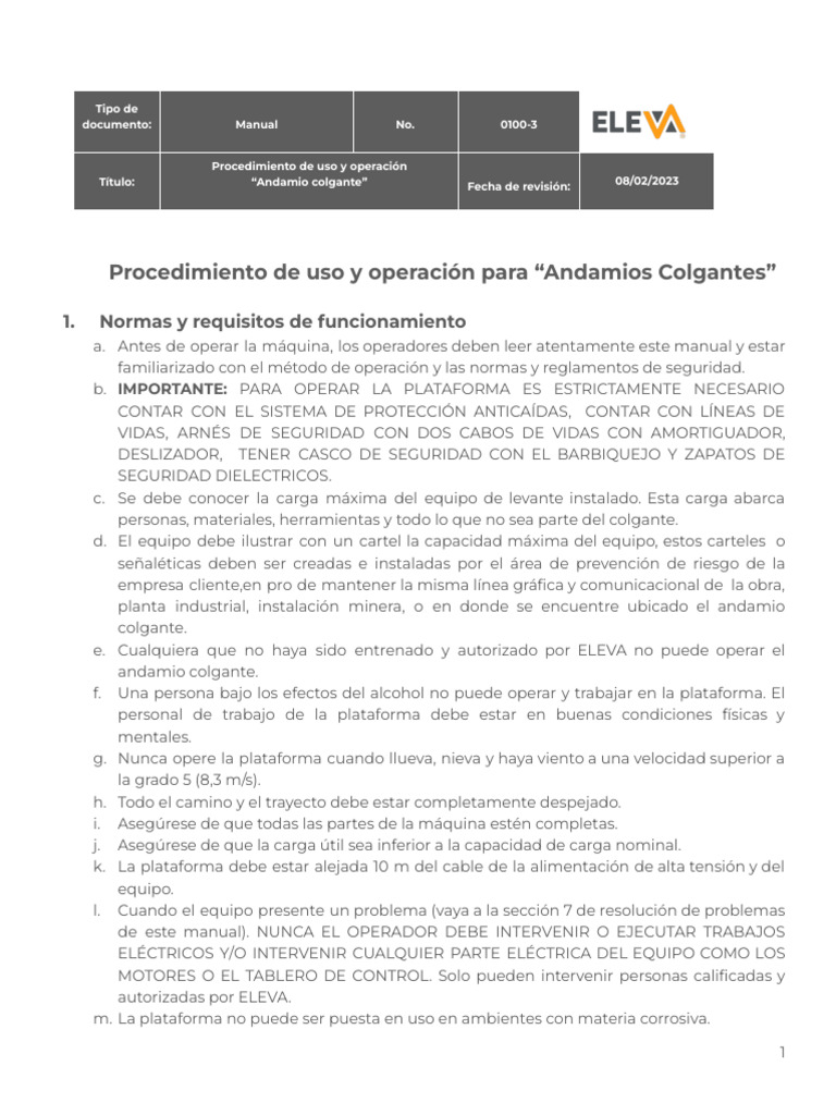 Uso Seguro de Andamios Colgantes | PDF | Cambiar | Bienes manufacturados