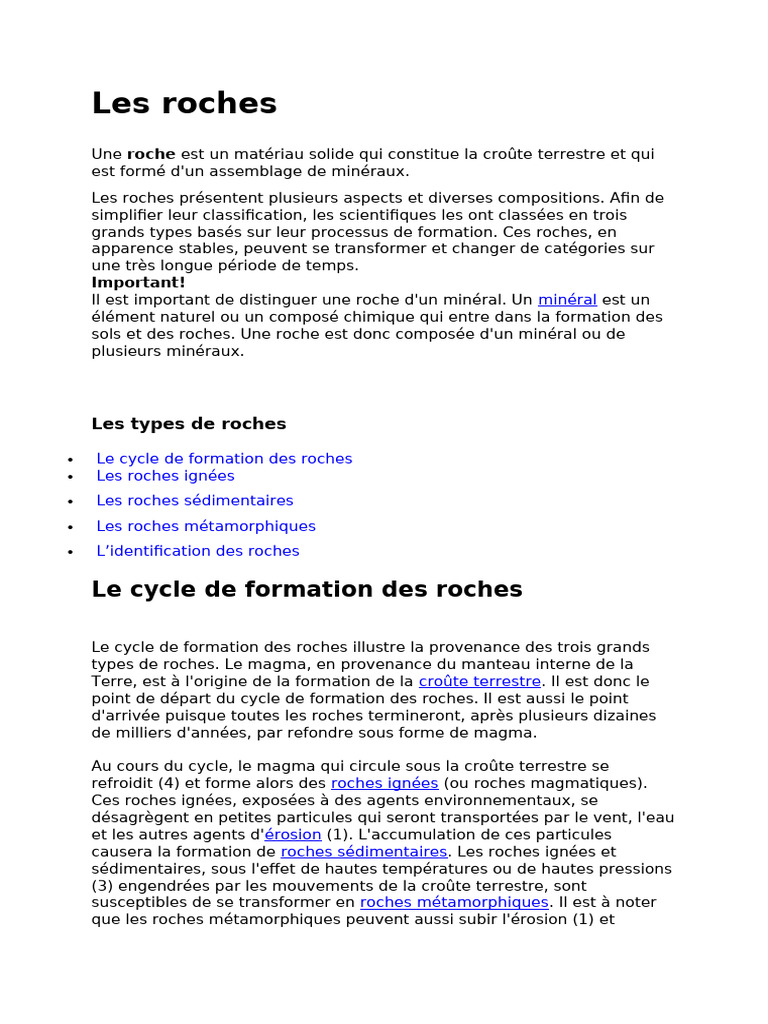 Classification des types de roches | PDF | Roche sédimentaire | Granit