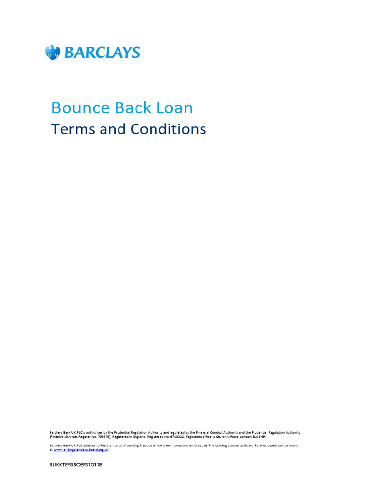 Barclays Bounce Back Loan Terms | PDF | Loans | Banks