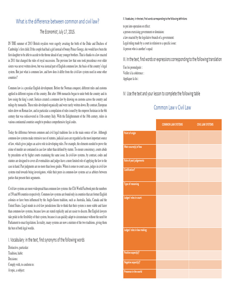 What Is The Difference Between Common and Civil Law | PDF | Common Law ...