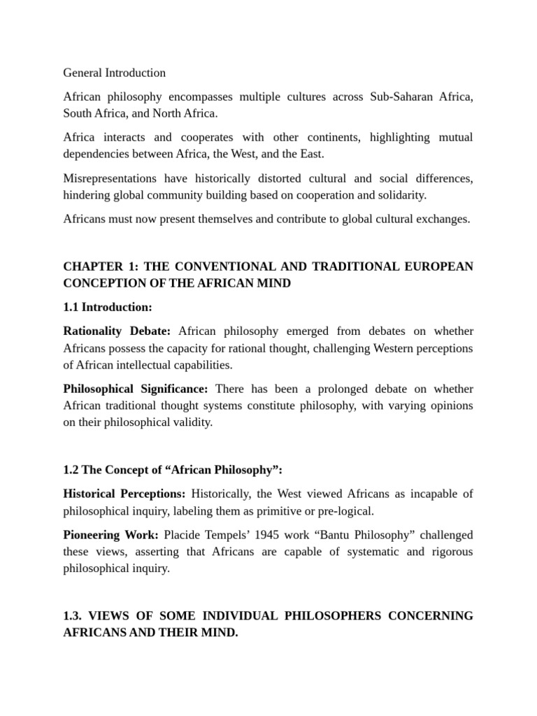 Handout African Philosophy | PDF | Plato | Knowledge