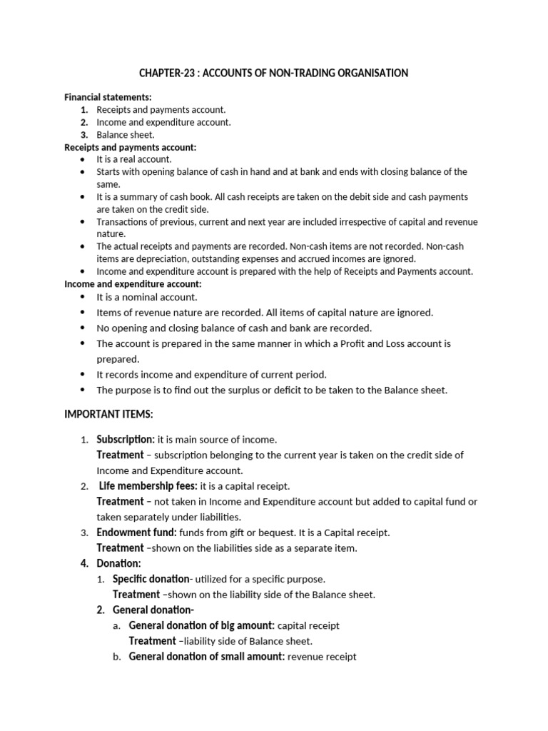 Non-Trading Organization Accounts Guide | PDF | Expense | Debits And ...