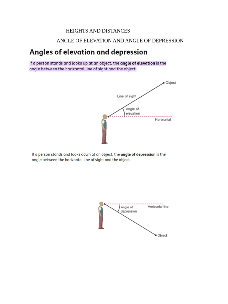 HEIGHTS AND DISTANCES - Angle of Elevation and Depression | PDF