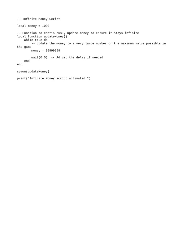 Infinite Money Script for Games | PDF