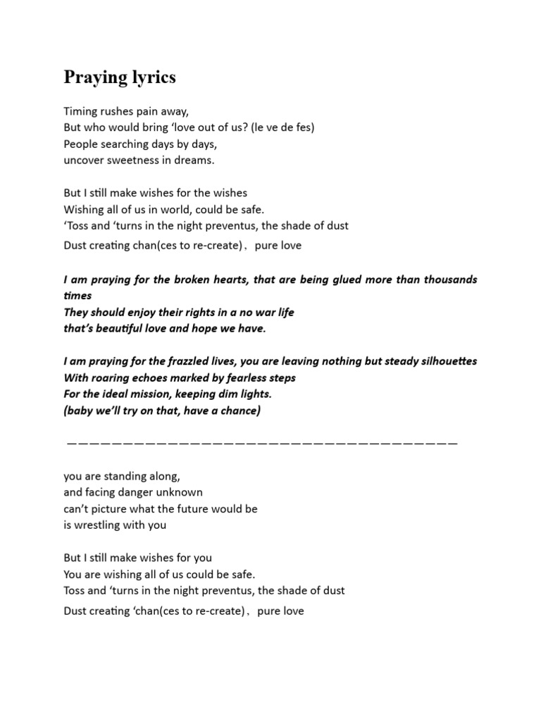 Praying Lyrics | PDF
